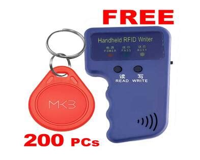 200x RFID 125KHz KEY FOB T5577 RED FREE Handheld Duplicator MK3