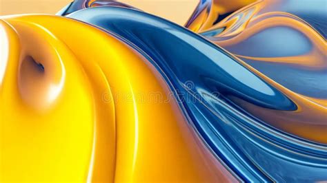 Vibrant Fluid Dynamics Abstract Blue And Yellow Liquid Motion Art Stock Footage Video Of Blue