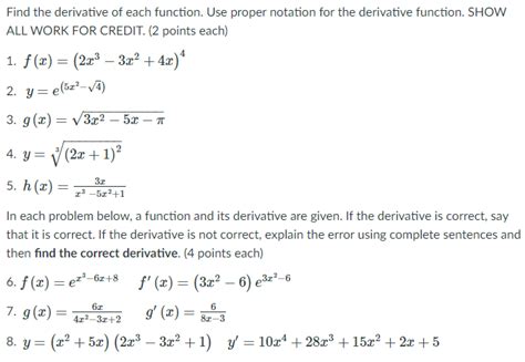 solved find the derivative of each function use proper