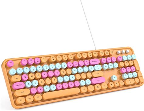 Mowux Computer Keyboard Wired Plug And Play Usb Retro