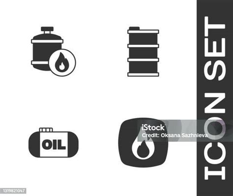 화재 불꽃 프로판 가스 탱크 오일 저장 및 배럴 오일 아이콘을 설정합니다 벡터 가솔린에 대한 스톡 벡터 아트 및 기타 이미지 가솔린 가연성 강철 Istock