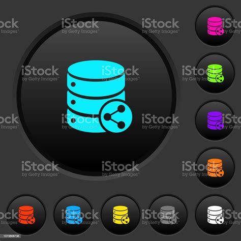 database table relations dark push buttons with color icons stock