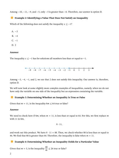 lesson determining whether an inequality is true or false nagwa