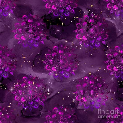 Karata Purple Watercolor Mandala Galaxy Dharma Pattern Digital Art By