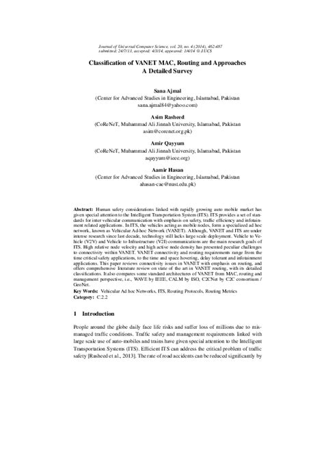 Pdf Classification Of Vanet Mac Routing And Approaches A Detailed Survey