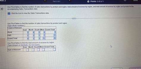 Solved Use Pivot Tables To Find The Number Of Sales Chegg