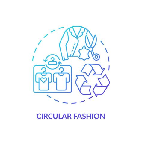Blue Gradient Circular Fashion Icon Concept Isolated Vector Sustainable Office Thin Line
