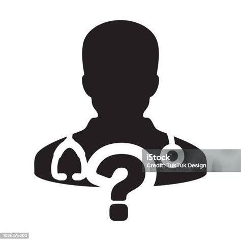 문양 그림에서 의료 답변에 대 한 질문 기호 온라인 의사 상담 아이콘 벡터 남성 사람 프로필 아바타 건강 진단에 대한 스톡 벡터 아트 및 기타 이미지 Istock