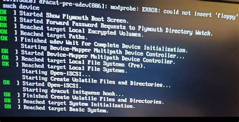 Dracut Pre Udev 806 Modprobe Could Not Insert Floppy No Such Device
