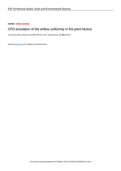 Pdf Cfd Simulation Of The Airflow Uniformity In The Plant Factory