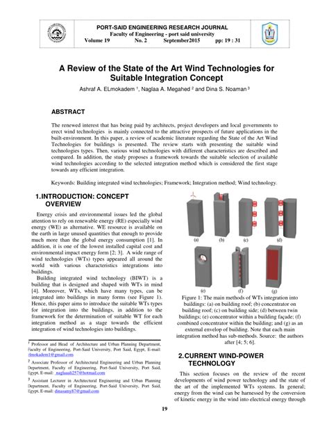 Pdf A Review Of The State Of The Art Wind Technologies For Suitable Integration Concept