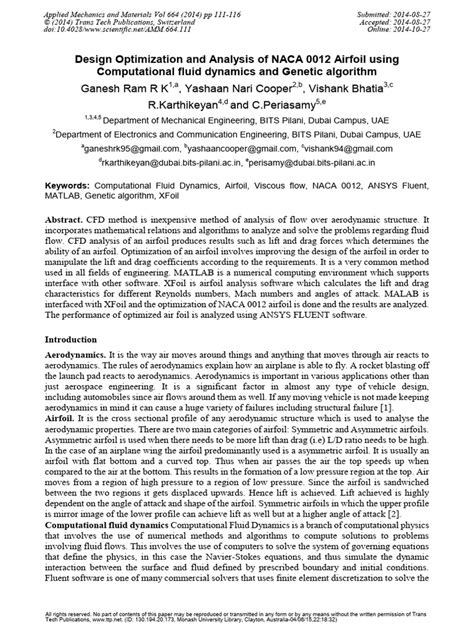 design optimization and analysis of naca 0012 airfoil using