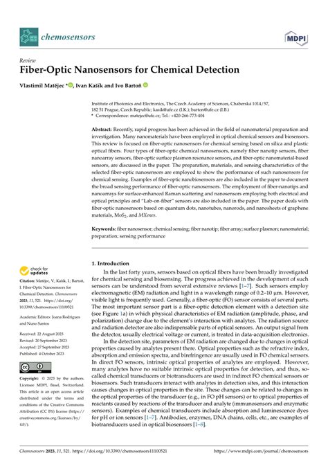 pdf fiber optic nanosensors for chemical detection