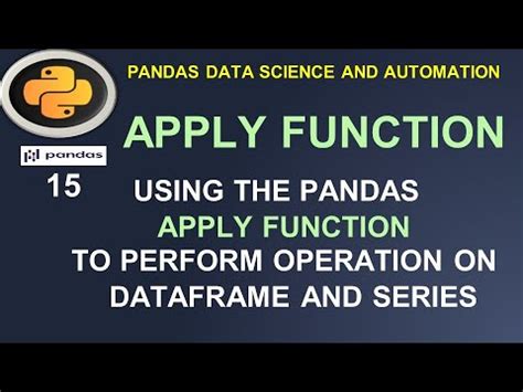 Python Pandas Tutorial Pandas Apply Function And Vectorization YouTube