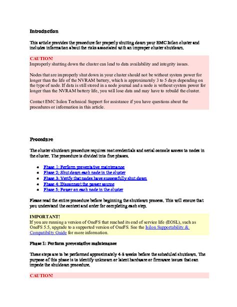 isilon cluster shutdown pdfcoffee