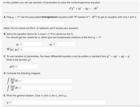 Solved In this problem you will use variation of parameters | Chegg.com