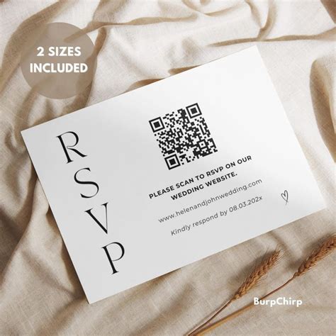 RSVP With QR Code Card Insert Digital RSVP Card Minimal And Modern Canva Editable Etsy