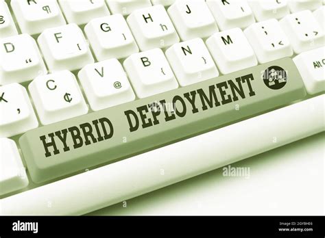 Text Sign Showing Hybrid Deployment Word Written On A Combination Of