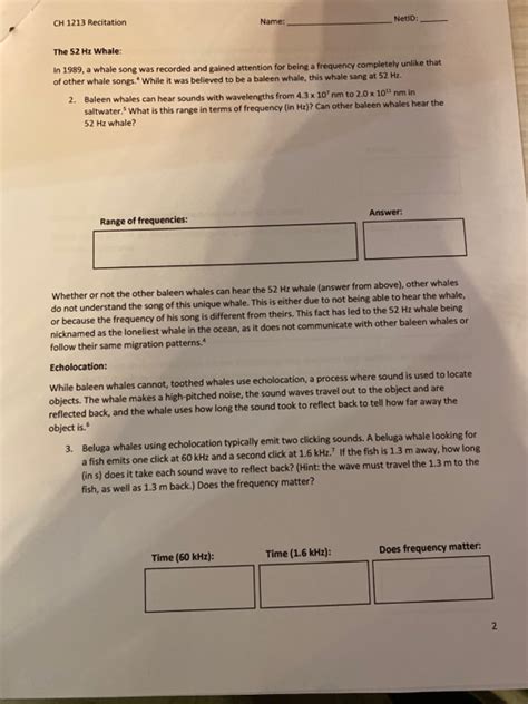 Solved Netid Name Ch 1213 Recitation Whales And Waves