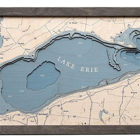 Lake Erie Map Cleveland Etsy