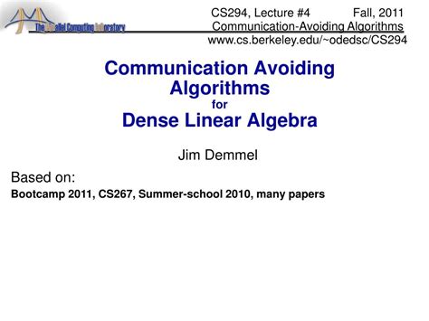 Ppt Communication Avoiding Algorithms For Dense Linear Algebra