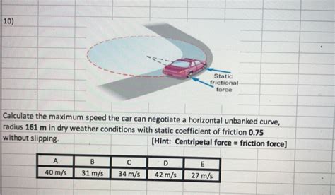 solved 10 static frictional force calculate the maximum