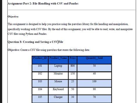 Solved Assignment Part 2 File Handling With Csv And