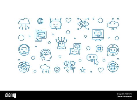 Chatbot Concept Line Horizontal Banner Vector Chat Bot Customer