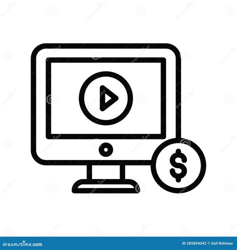 Paid Video Vector Outline Icon Design Illustration Product Management Symbol On White