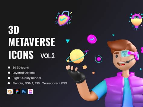 3D Metaverse Icon Set - Vol 2 - Flat Icons