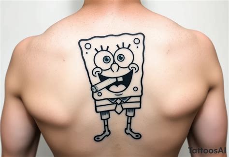 Spongebob Square Pants Stoned With A Blunt In His Mouth Tattoo Idea Tattoosai