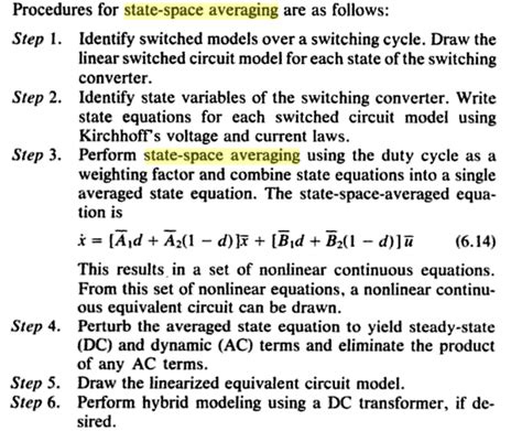 Circuit Analysis State Space Averaging With Matrices Not Same