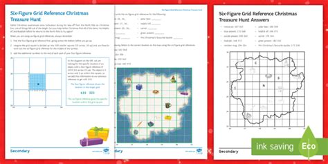 Six Figure Grid Reference Christmas Treasure Hunt Worksheet Worksheet