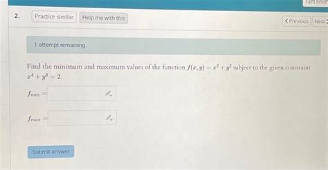 Solved 1 Attempt Remaining Find The Minimum And Maximum