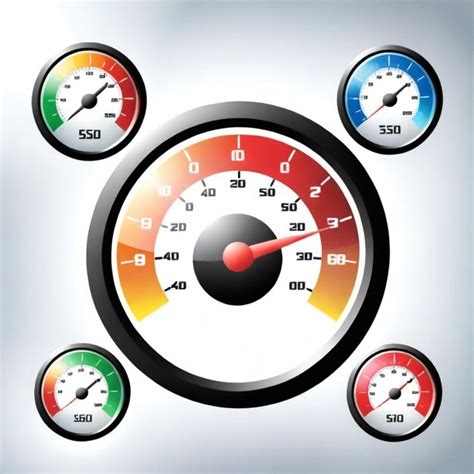 A Speedometer With Different Colored Arrows And A Red Dot On The Top