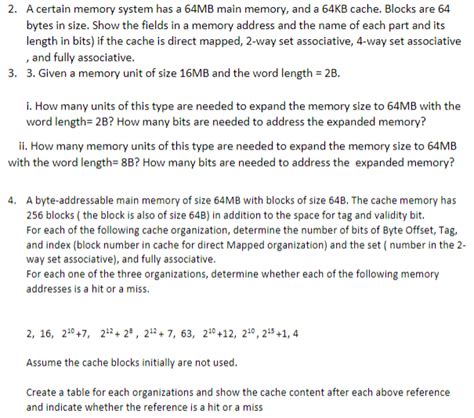 Solved 2 A Certain Memory System Has A 64mb Main Memory
