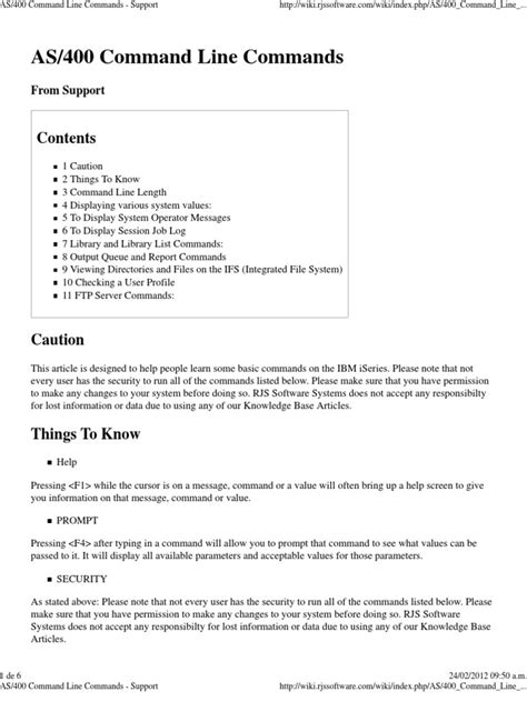 as 400 command line commands support pdf file transfer protocol command line interface