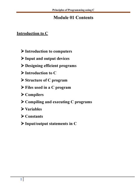 Bpops Mod 1 Notes Jsskkskkskkskssksjjsjj Principles Of Programming Using C Introduction To C