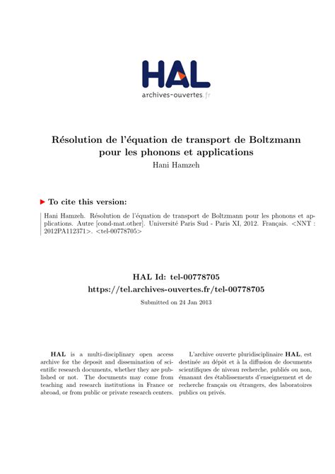 Pdf Solving Boltzmann Transport Equation For Phonons And Applications