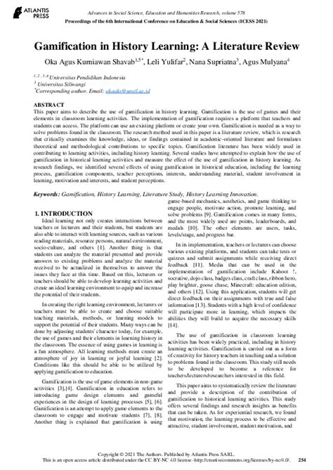 Pdf Gamification In History Learning A Literature Review