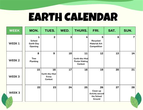 Free Earth Calendar Template To Edit Online