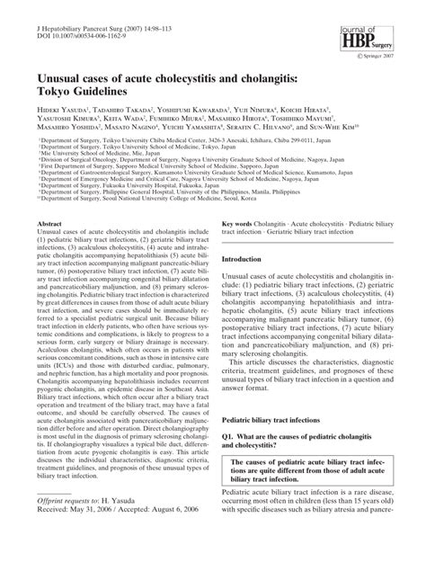 Pdf Unusual Cases Of Acute Cholecystitis And Cholangitis Tokyo Guidelines