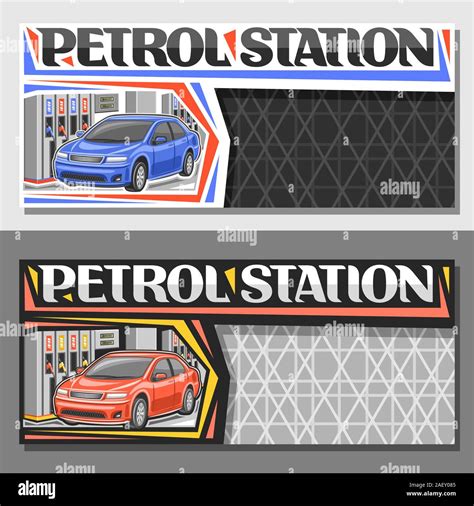 Vector Layouts For Petrol Station With Copy Space Horizontal Banners