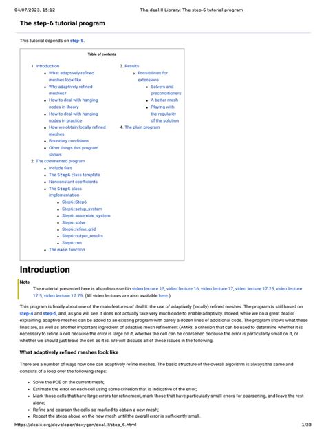 the deal ii library the step 6 tutorial program pdf teaching