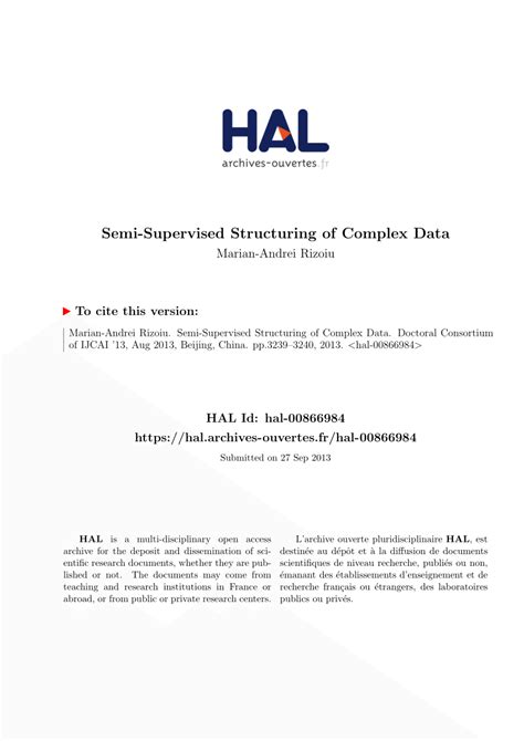 pdf semi supervised structuring of complex data