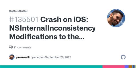 Crash On Ios Nsinternalinconsistencyexception Modifications To The