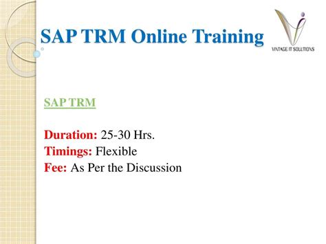 PPT SAP TRM Course Content PPT PowerPoint Presentation Free Download ID