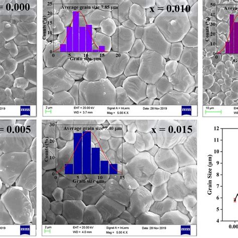 Sem Micrographs Of All Ba0 80ca0 20ti1 3x 4crxo3 Ceramics With Grain