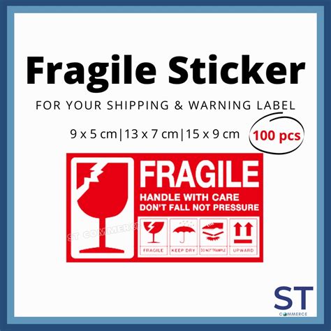 [100pcs] Fragile Sticker Fragile Label Warning Label Mudah Pecah Pelekat Carton Box Shopee