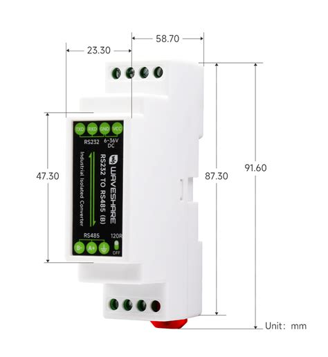 rs232 to rs485 converter b active digital isolator rail mount